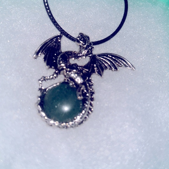 Hand Crafted | Jewelry | Gothic Jade Crystal Dragon Black Cord 82 Neck ...